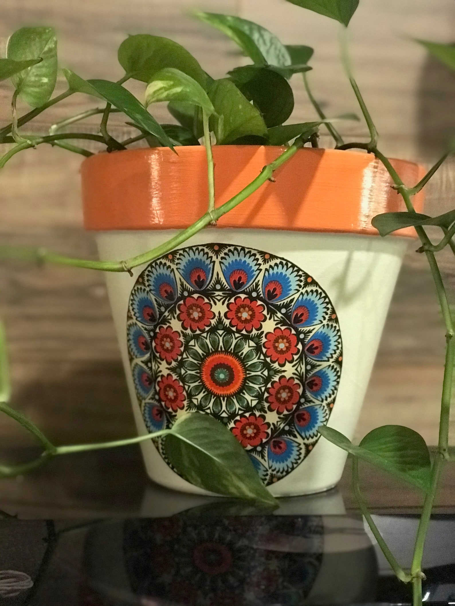 Mandala Decoupage Hand Painted Terracota Plant Pot - Etsy