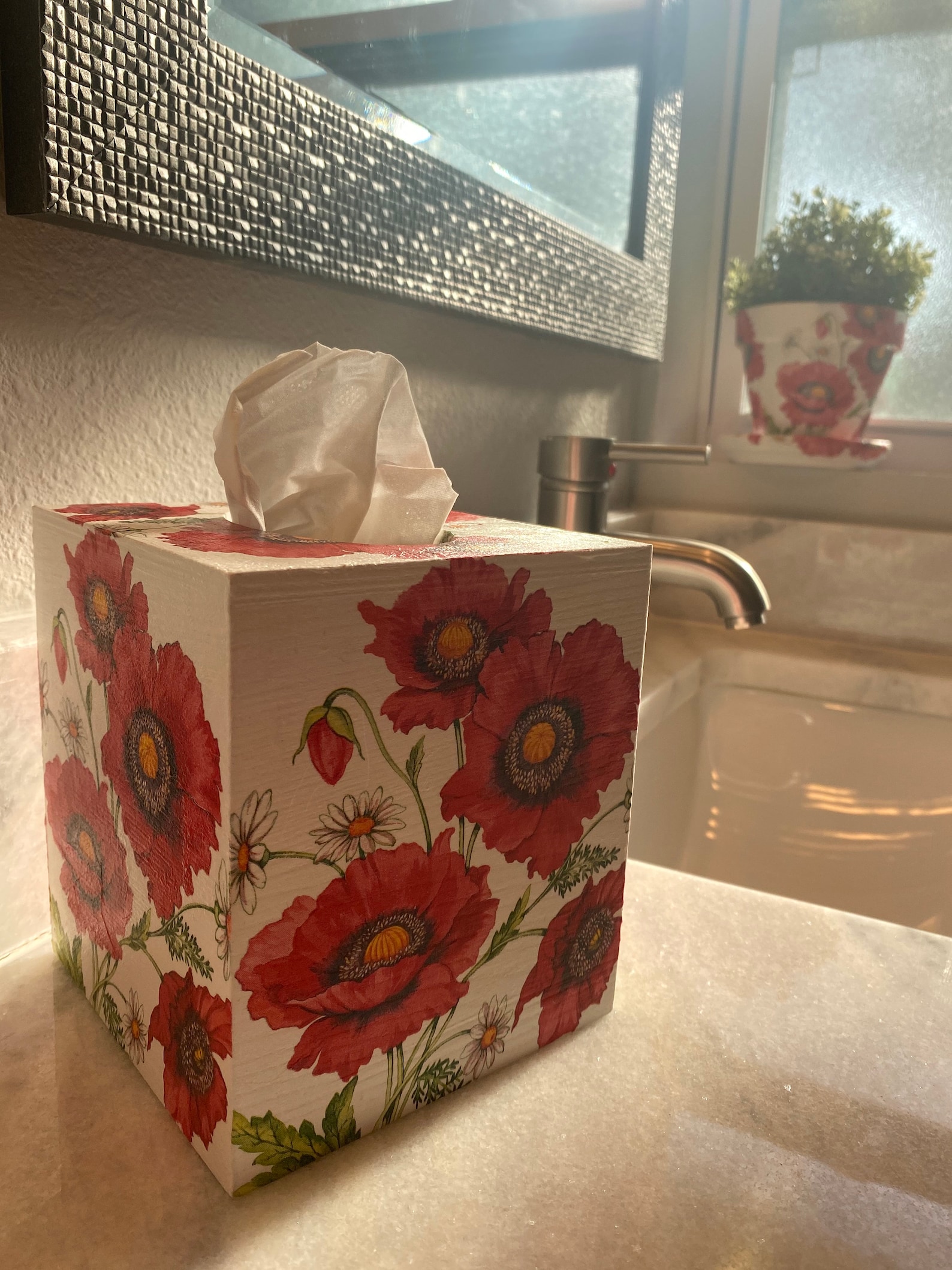 Red Poppies Tissue Box Cover - Etsy