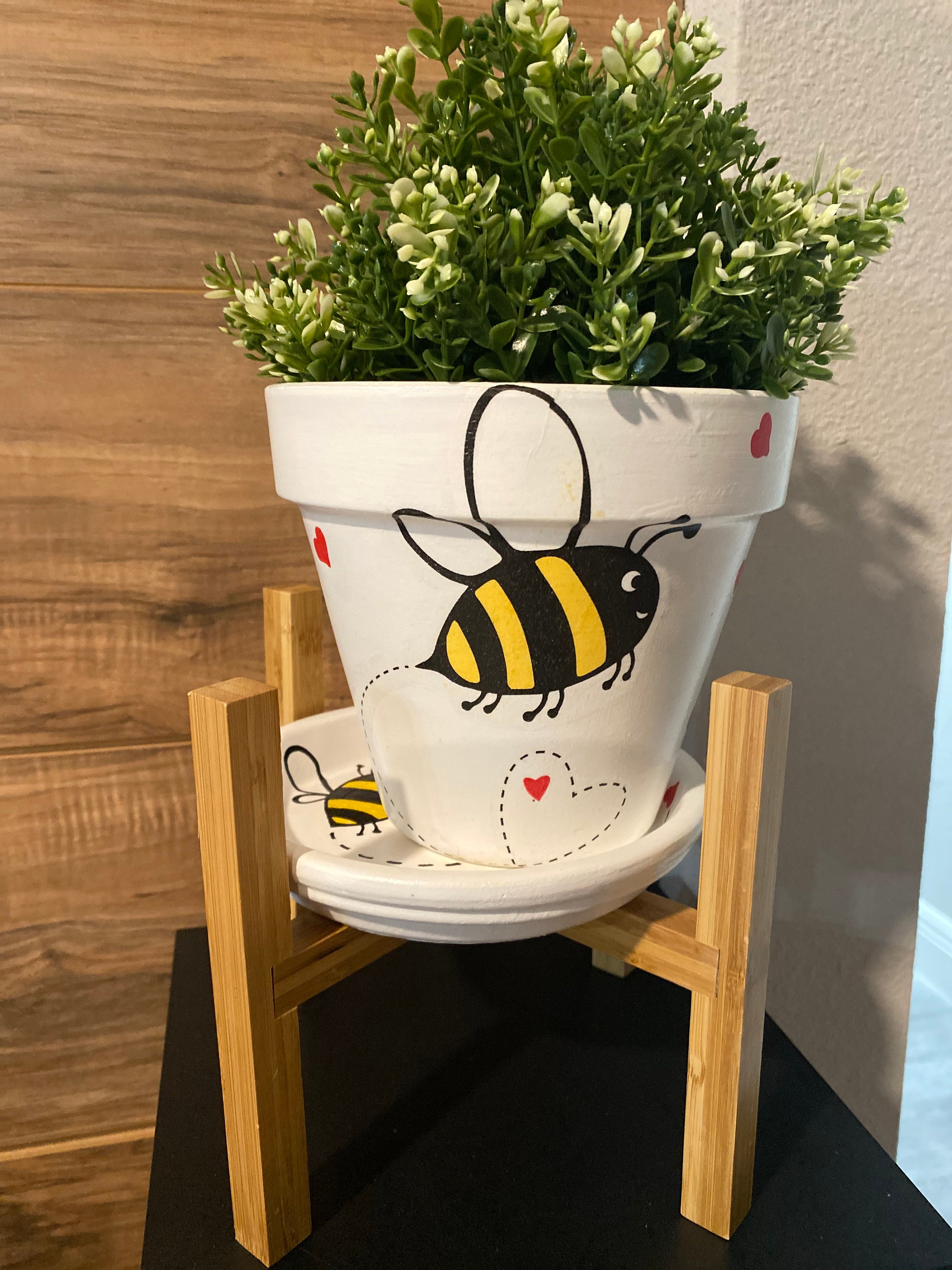 Bee Mine Decoupage Hand Painted Terracota Plant Pot | Etsy