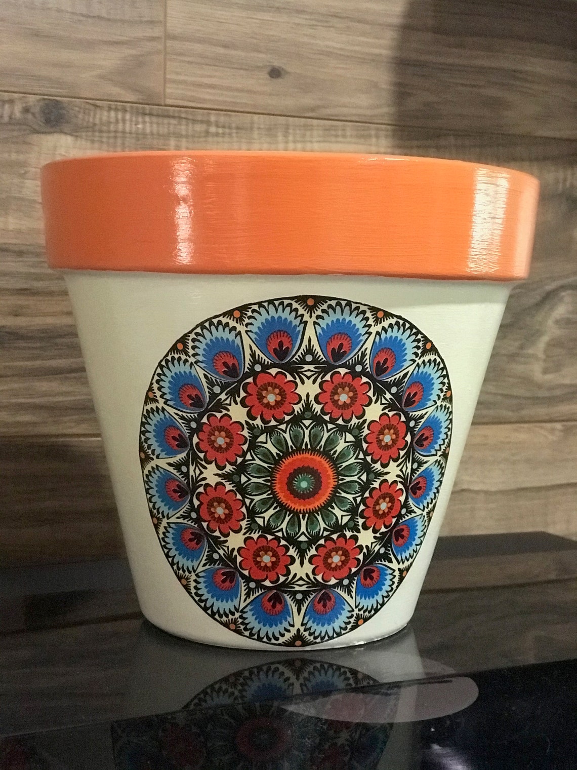 Mandala Decoupage Hand Painted Terracota Plant Pot - Etsy