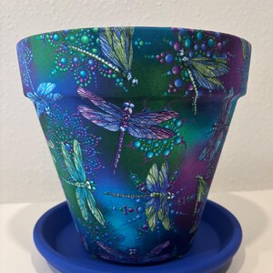 Dragonflies Fabric Decoupage Terracotta Plant Pot - Etsy