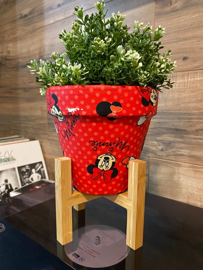 Minnie Mouse Decoupage Fabric Terracotta Plant Pot - Etsy