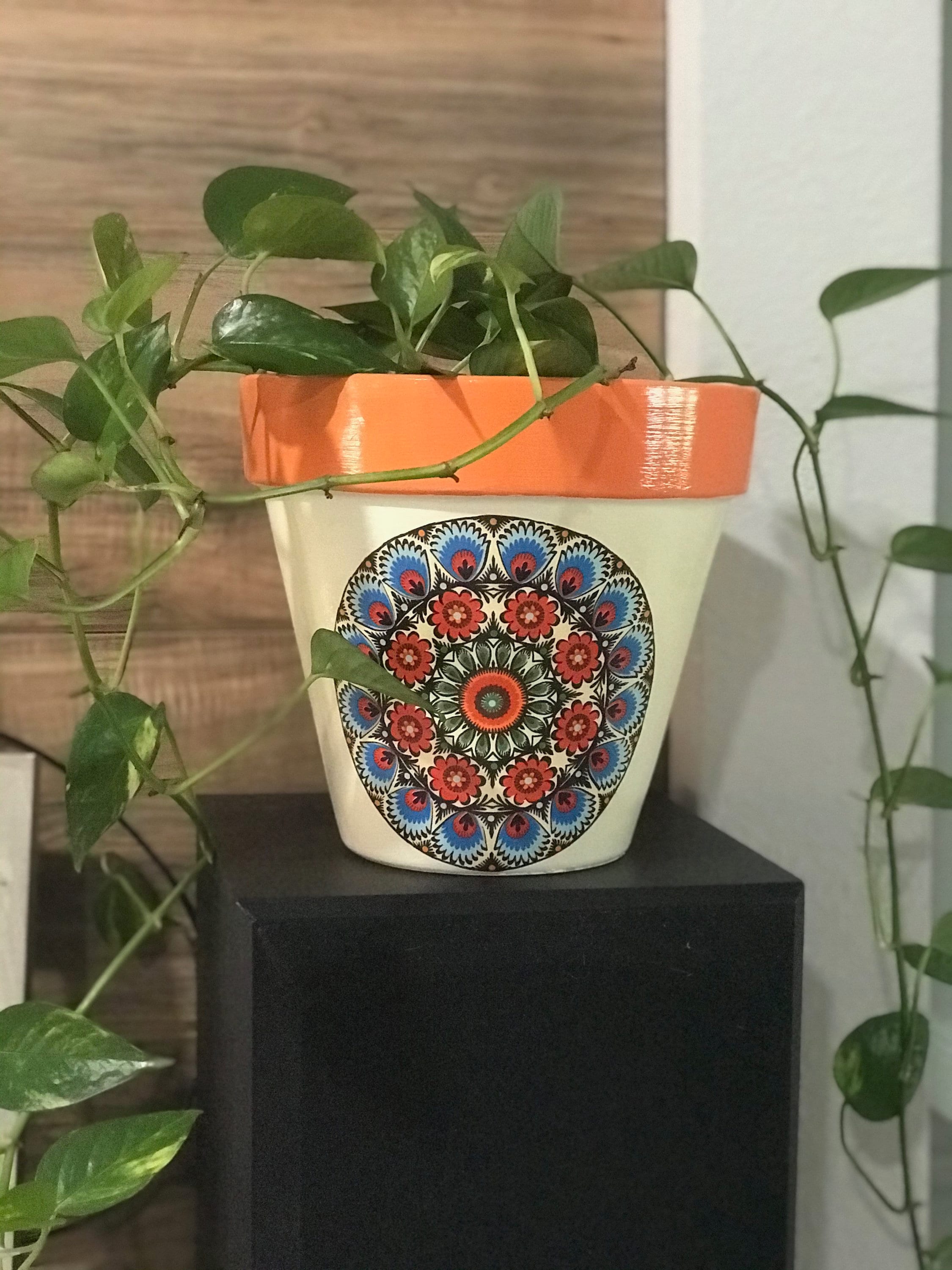 Mandala Decoupage Hand Painted Terracota Plant Pot - Etsy