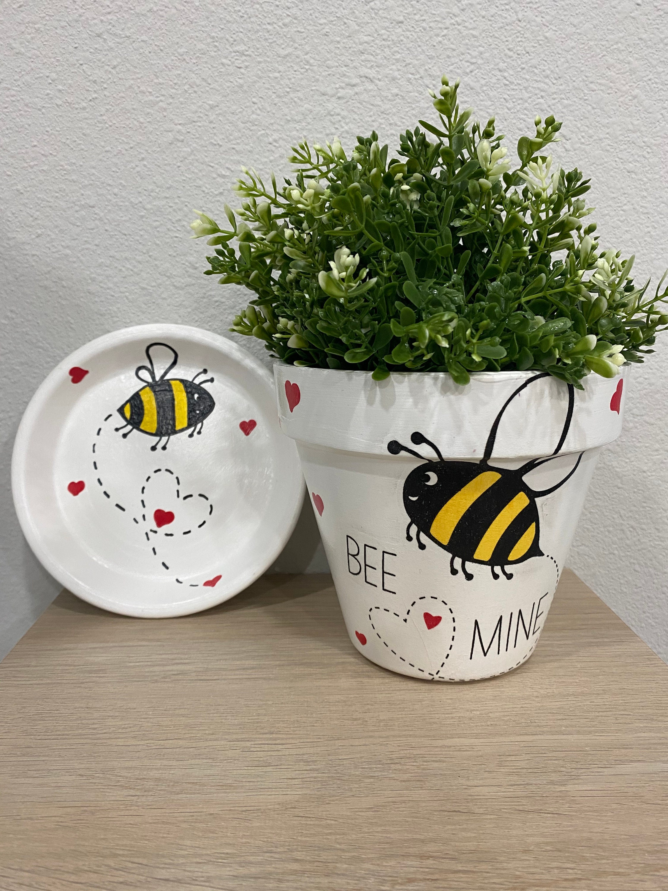 Bee Mine Decoupage Hand Painted Terracota Plant Pot | Etsy