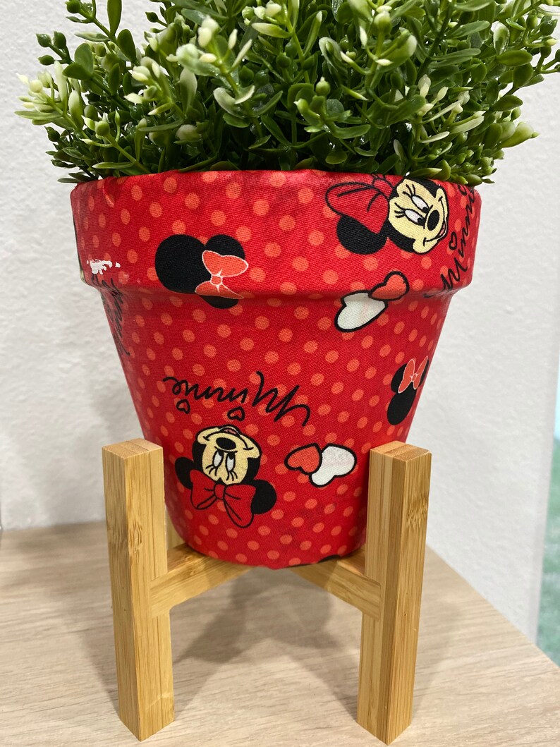 Minnie Mouse Decoupage Fabric Terracotta Plant Pot - Etsy