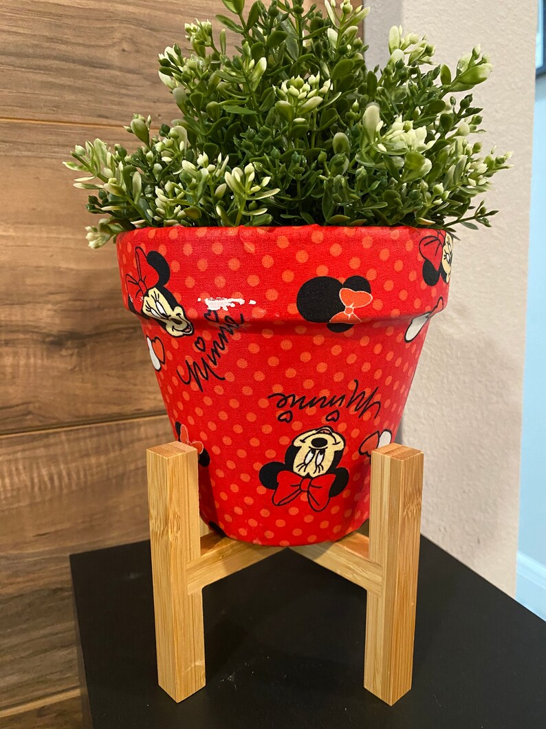 Minnie Mouse Decoupage Fabric Terracotta Plant Pot - Etsy