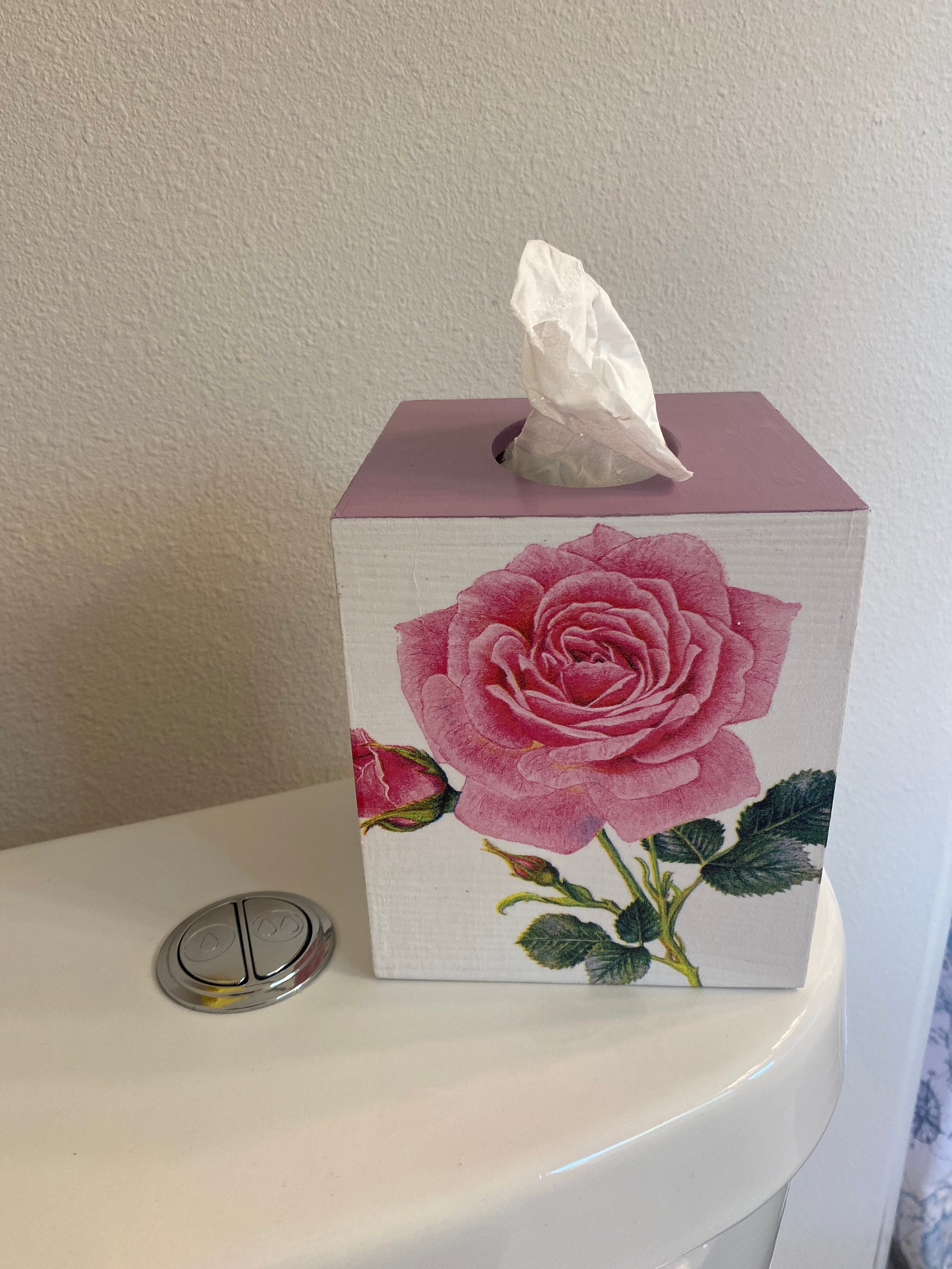 Pink Rose Tissue Box Cover - Etsy.de