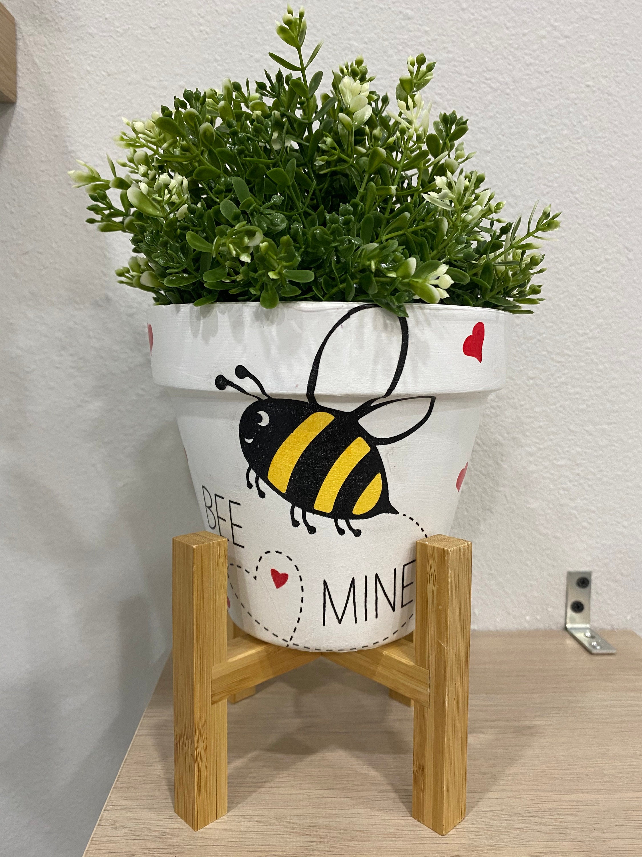 Bee Mine Decoupage Hand Painted Terracota Plant Pot | Etsy