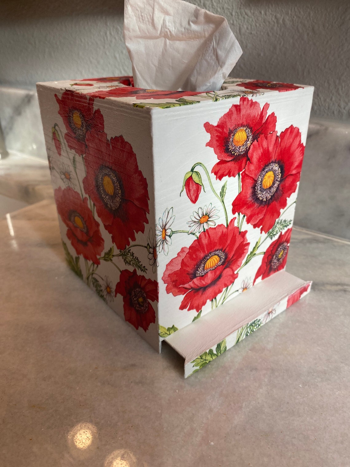 Red Poppies Tissue Box Cover - Etsy