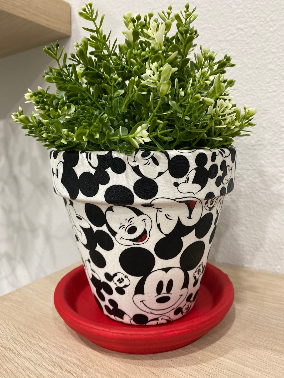 Mickey Mouse Fabric Decoupage Hand Painted Terracotta Plant Pot - Etsy