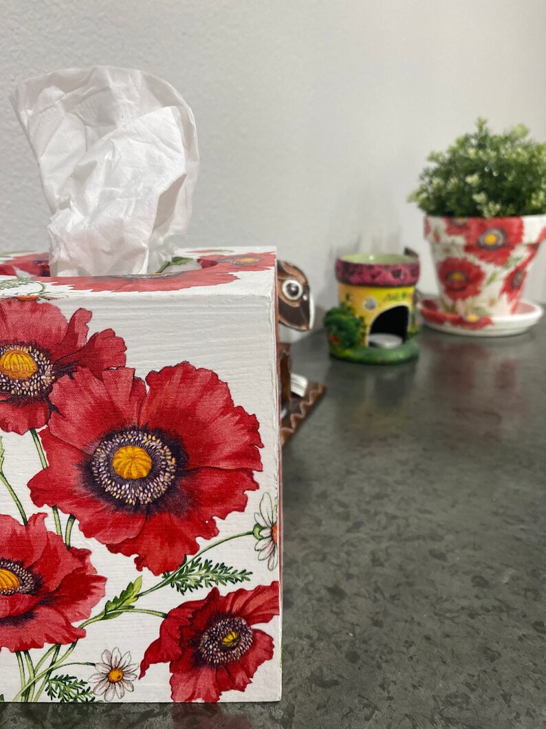 Red Poppies Tissue Box Cover - Etsy