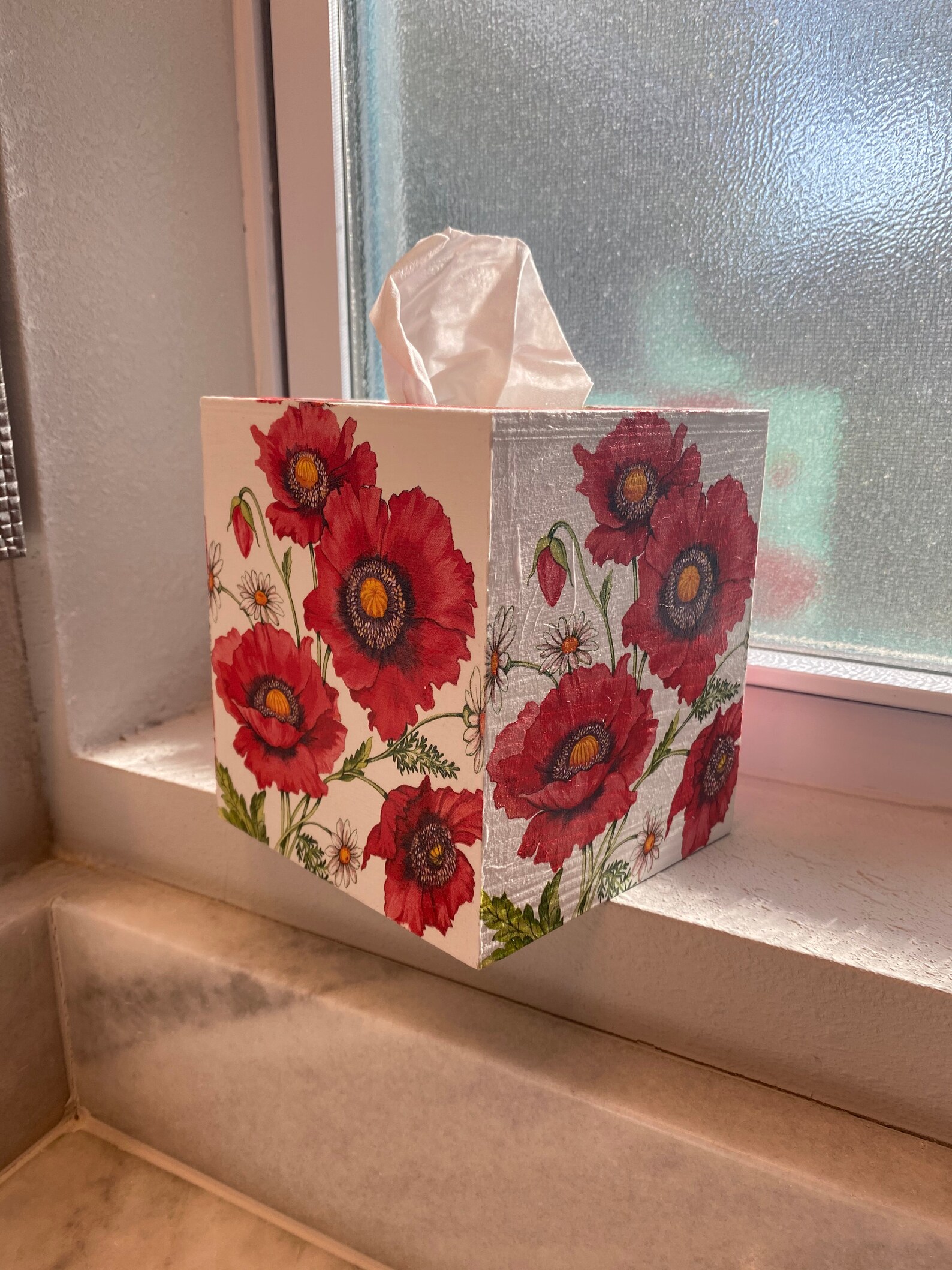Red Poppies Tissue Box Cover - Etsy