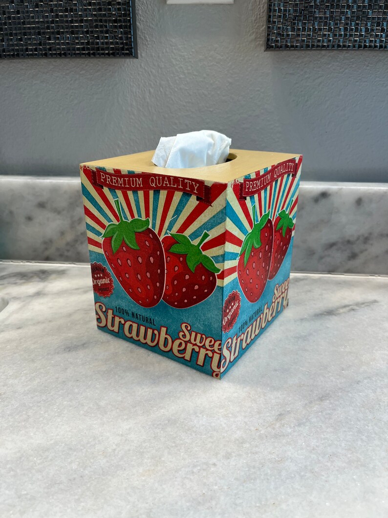 Strawberry Vintage Tissue Box Cover - Etsy