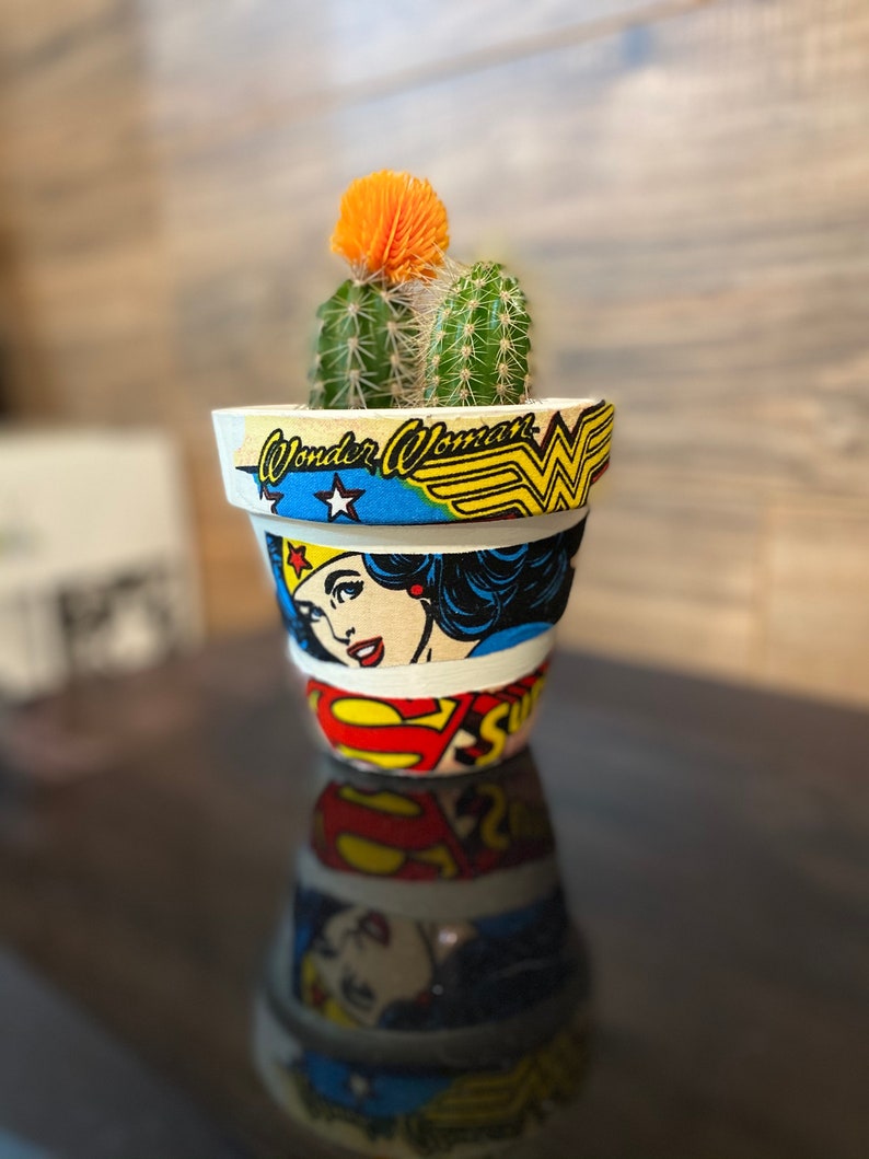 Comics Heroines Decoupage Fabric Terracotta Plant Pot - Etsy