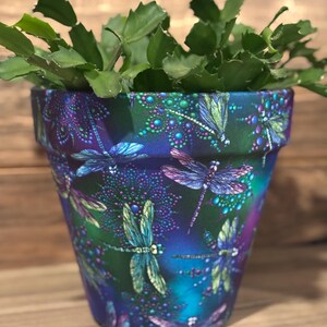 Dragonflies Fabric Decoupage Terracotta Plant Pot - Etsy