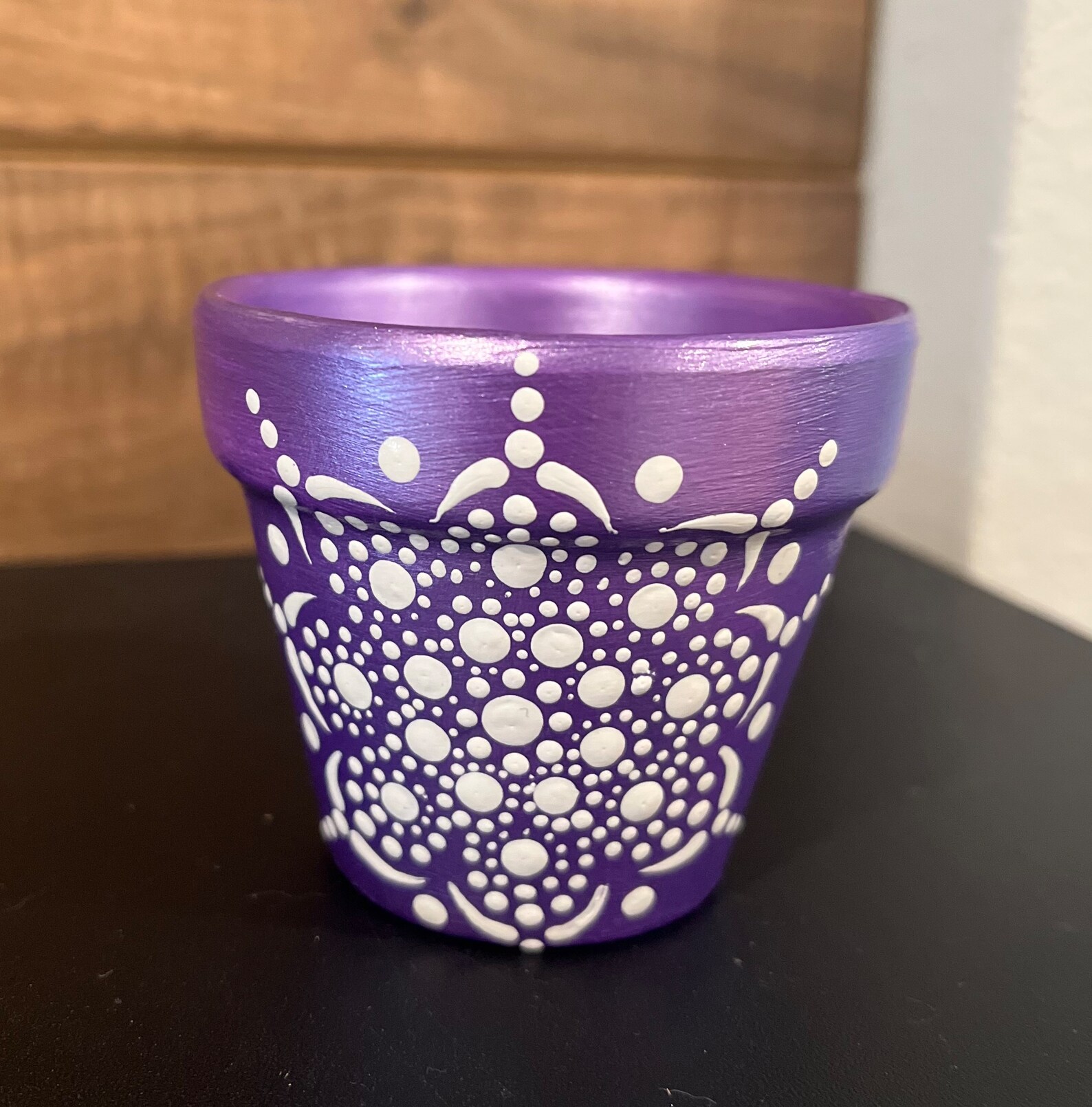 Mini Mandala on Metallic Colors Hand Painted Terracotta Plant Pot - Etsy