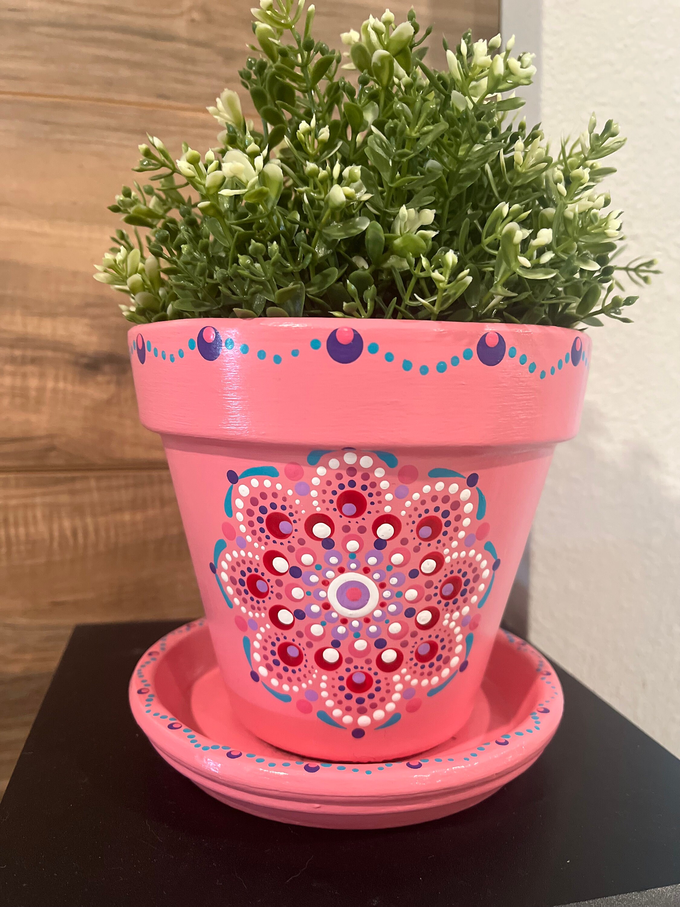 Pink Mandala Hand Painted Terracotta Plant Pot - Etsy
