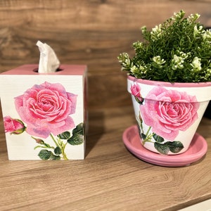 Pink Rose Tissue Box Cover - Etsy