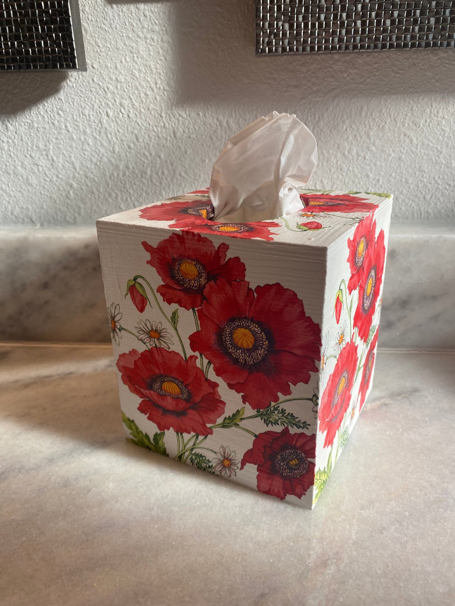 Red Poppies Tissue Box Cover - Etsy