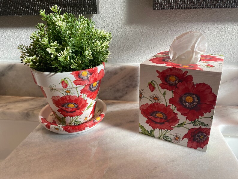 Red Poppies Tissue Box Cover | Etsy