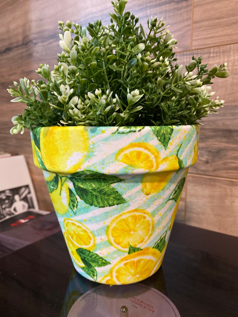 Lemons Fabric Decoupage Terracota Pot - Etsy