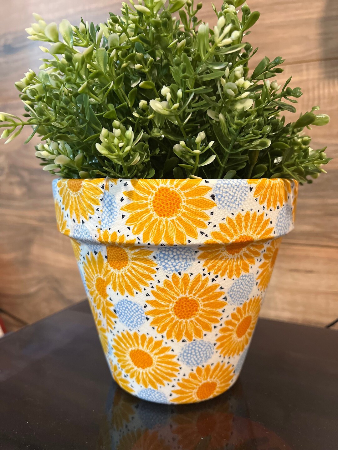 Yellow Daisies Decoupage Fabric Terracotta Plant Pot - Etsy