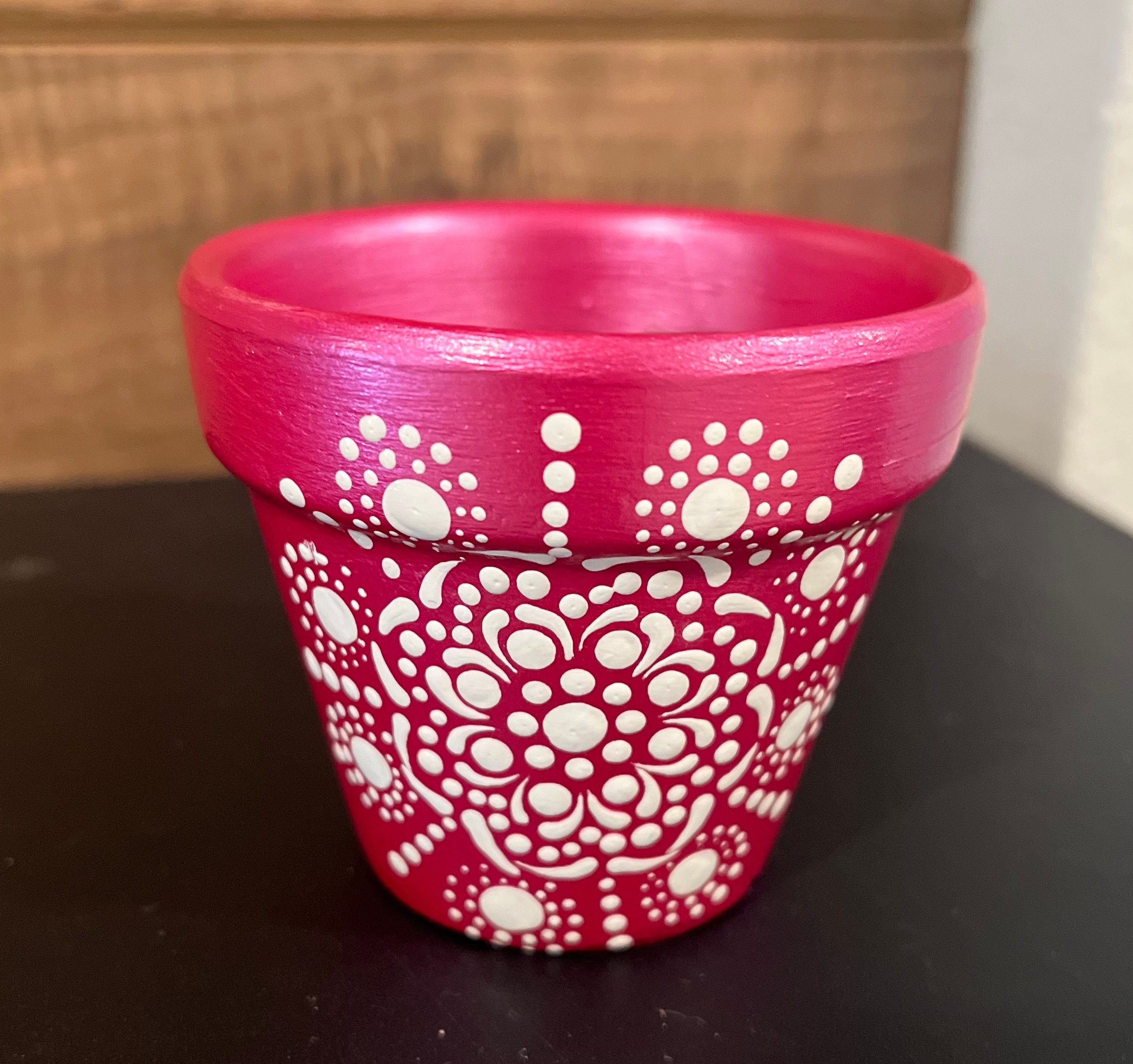 Mini Mandala on Metallic Colors Hand Painted Terracotta Plant Pot - Etsy