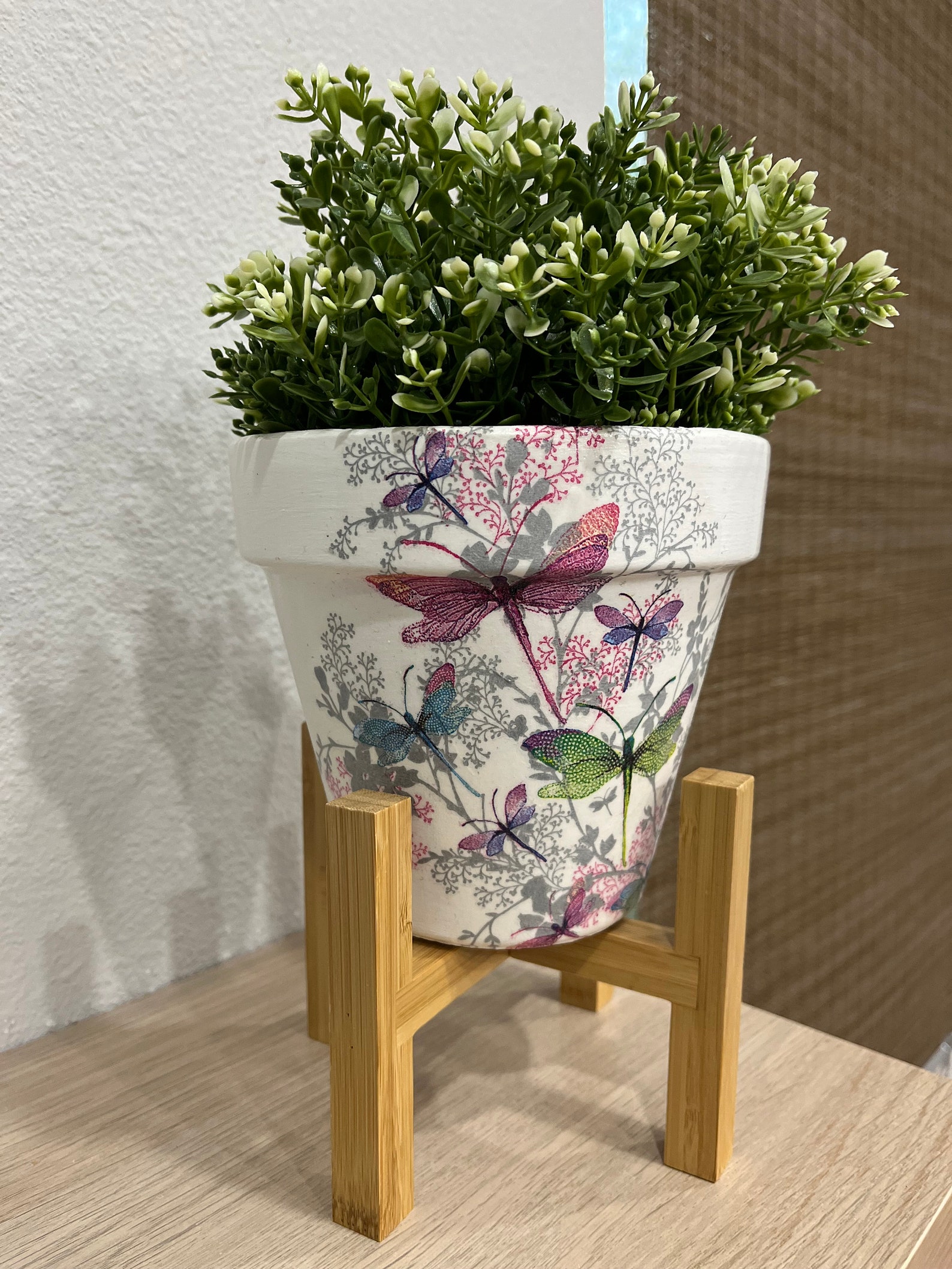 Dragonflies Decoupage Hand Painted Terracotta Plant Pot - Etsy