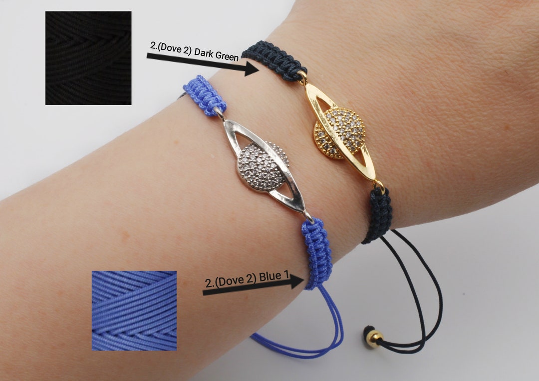 Zircon Pave Planet Macrame Bracelet, World Macrame Bracelet, Galaxy ...