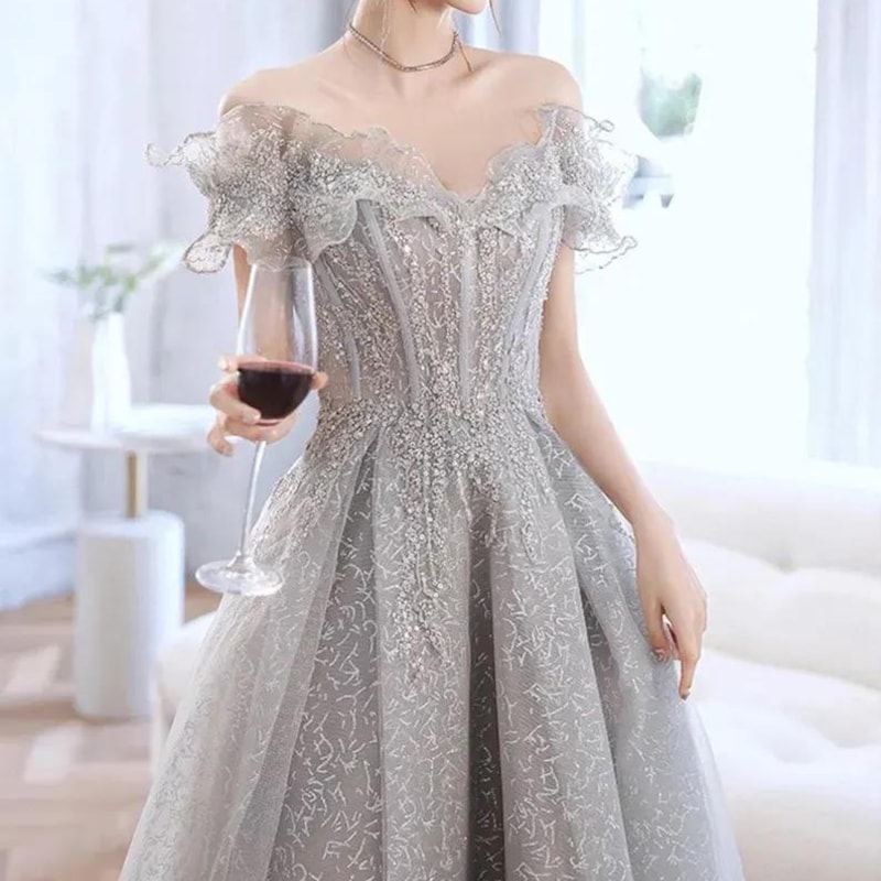 Grey Evening Dress - Etsy