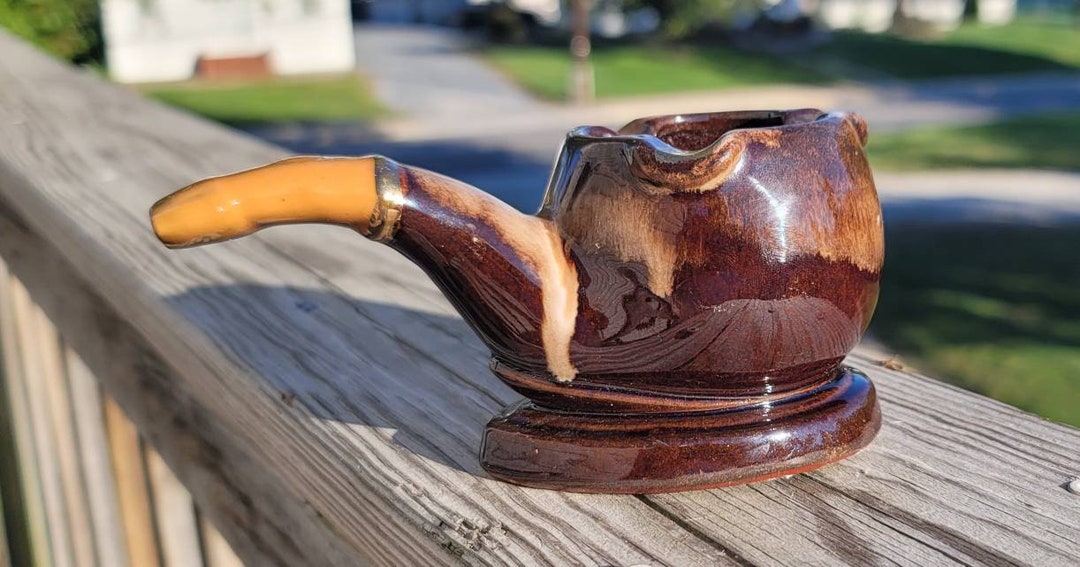 Vintage NAPCO Pipe Ashtray With Brown Drip Glaze - Etsy