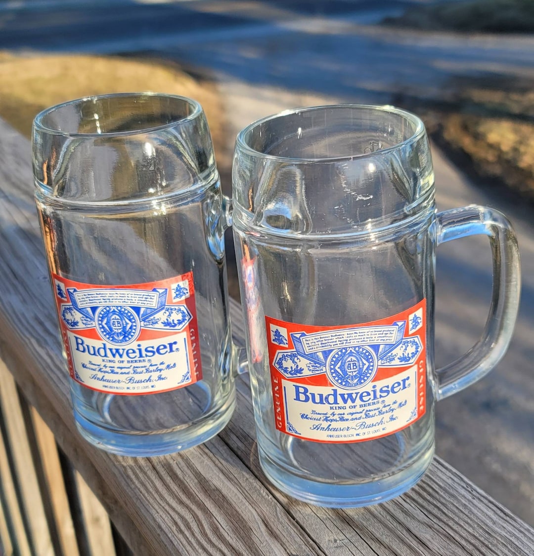 Pair of Vintage Budweiser Glass Mugs | King of Beers Anheuser-busch ...