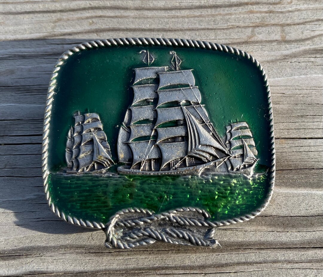 Vintage Sailing Ship Belt Buckle - Clipper Ship Nautical Theme ...