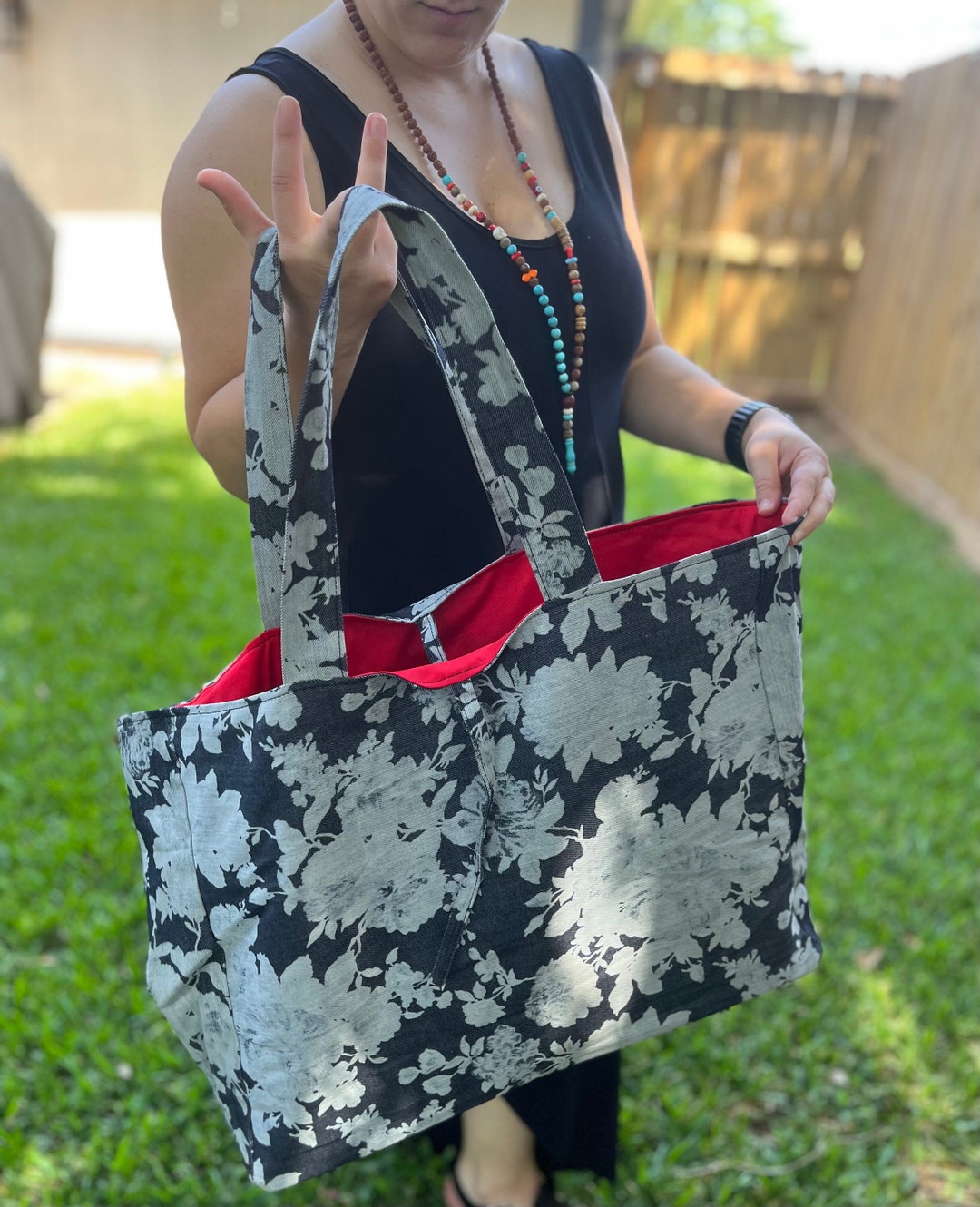 Denim Handmade Bag Shoulder Fabric Bag Gift for Her Summer - Etsy