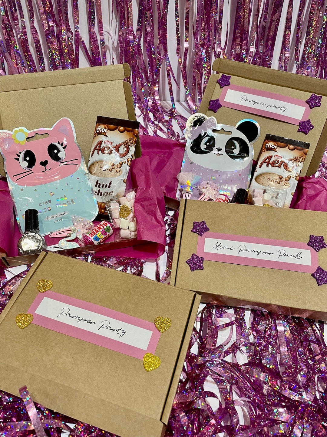 Mini Pamper Packs / Girls Party Boxes / Party Bags / Personalised ...