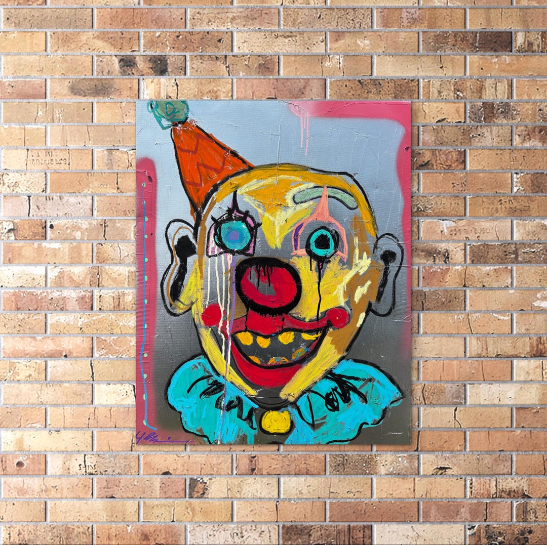 Abstract Expressionist Clown Canvas Painting “chrome Circus” - Etsy