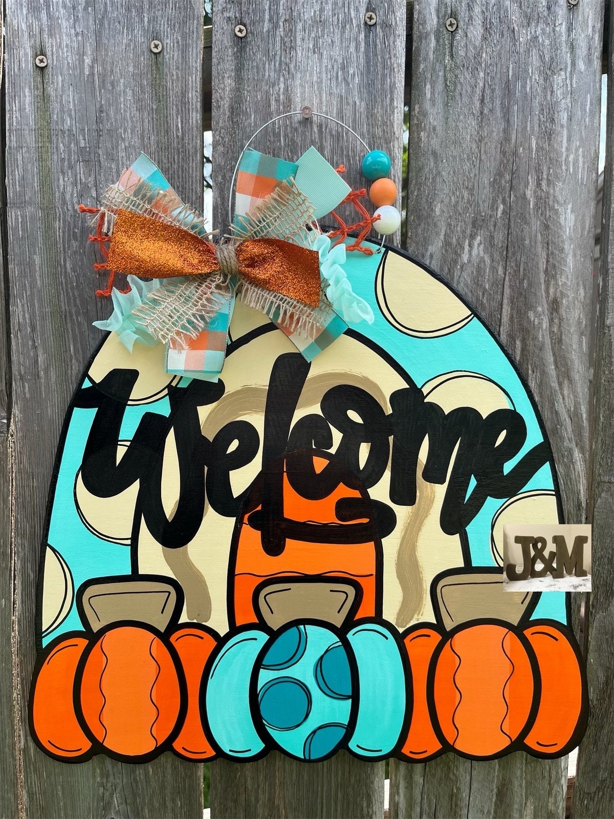 Welcome Pumpkin Door Hanger / Welcome Pumpkin Door Decor / Fall Door ...