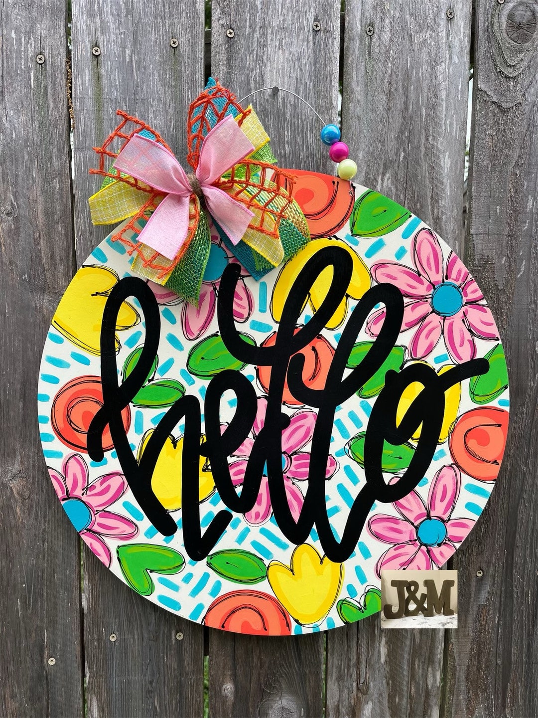 Hello Round Door Hanger - Etsy