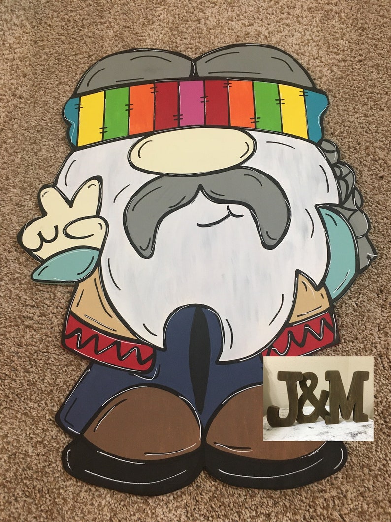 Hippie Gnome - Door Hanger - Gnome - Door Decor - Peace - Etsy