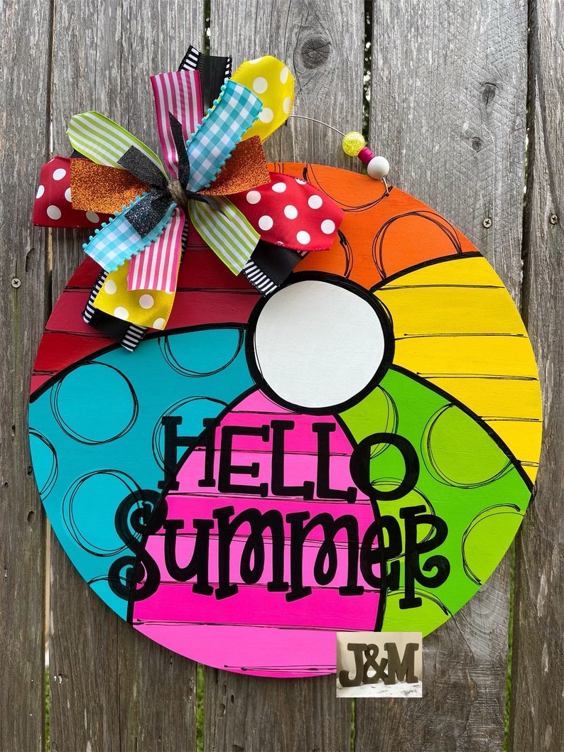 Hello Summer Beach Ball Round - Etsy