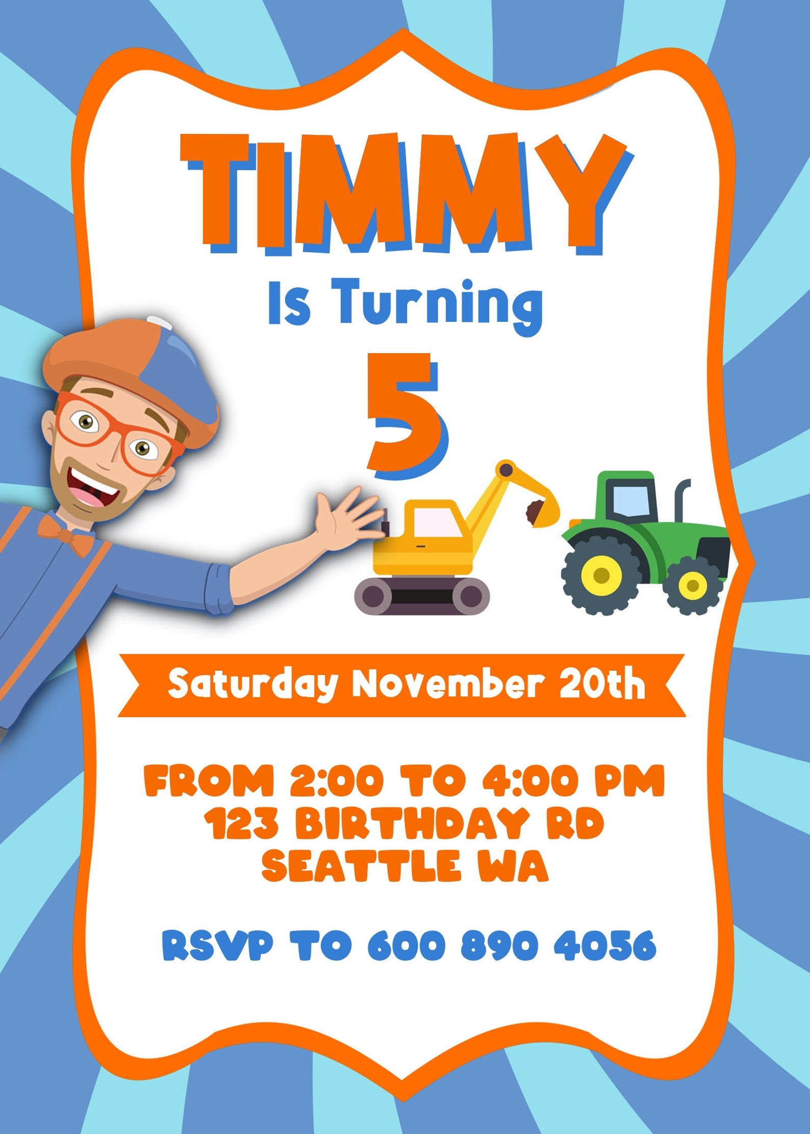 EDITABLE Digital Blippi Birthday Invitation Blippi Evite Etsy