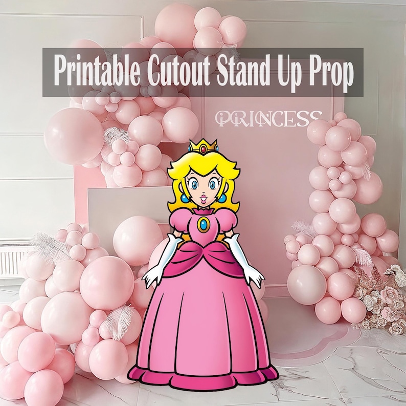 Princess Peach Party Prop: Printable Cutout Standee (digital Download ...