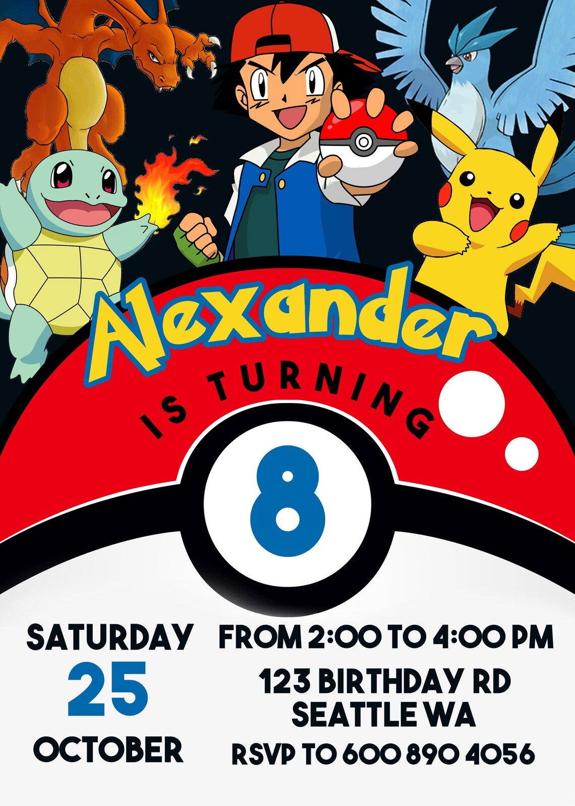 EDITABLE Pokemon Birthday Invitation Pokemon Evite Pokemon | Etsy