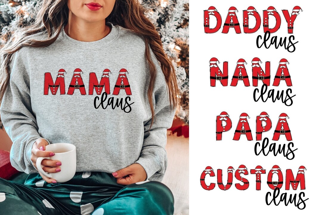 Mama Claus Christmas Shirt, Custom Christmas Shirt, Matching Family ...
