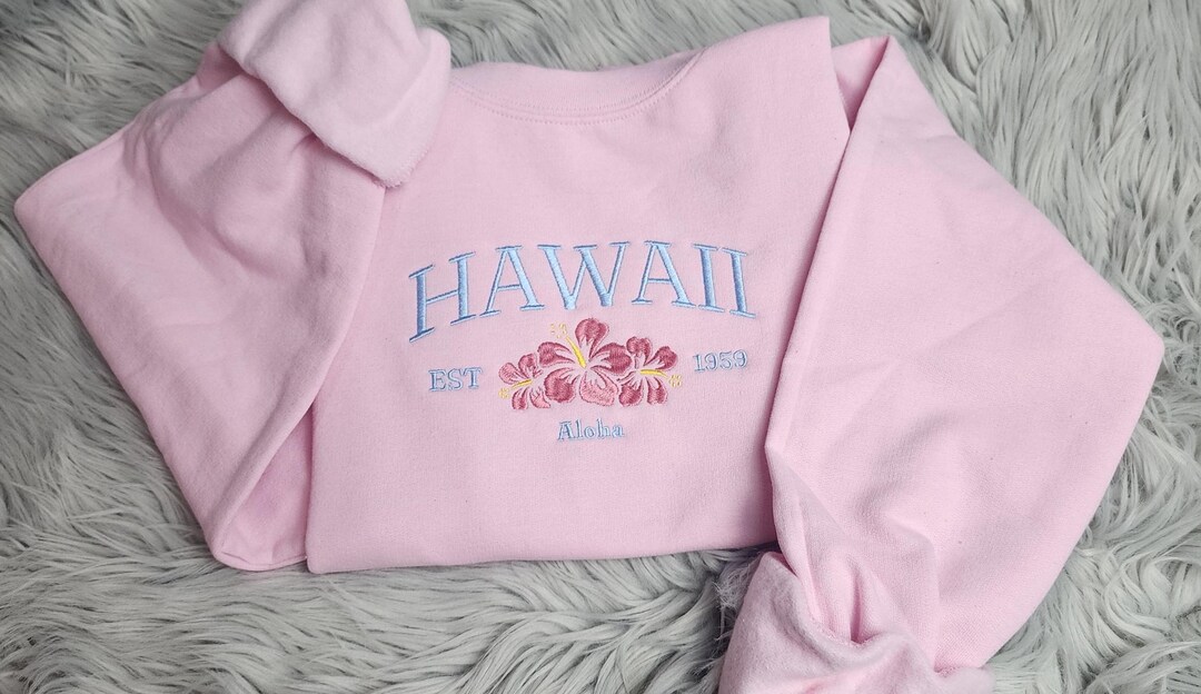 Hawaii Embroidered Crewneck: Aloha Tropical Island Sweatshirt, Island ...