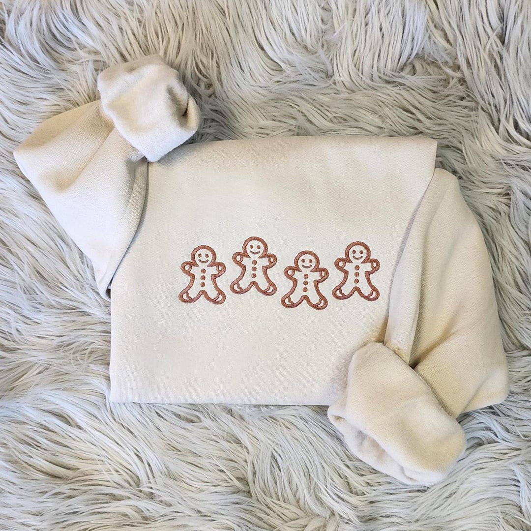 Embroidered Gingerbread Men Crewneck: Cozy Christmas Sweatshirt - Etsy