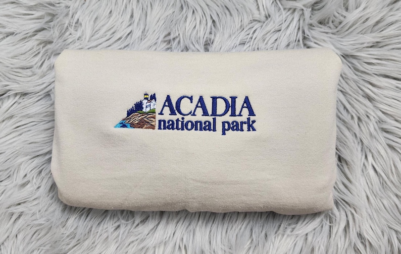Acadia National Park Embroidered Crewneck: Maine Travel Souvenir - Etsy