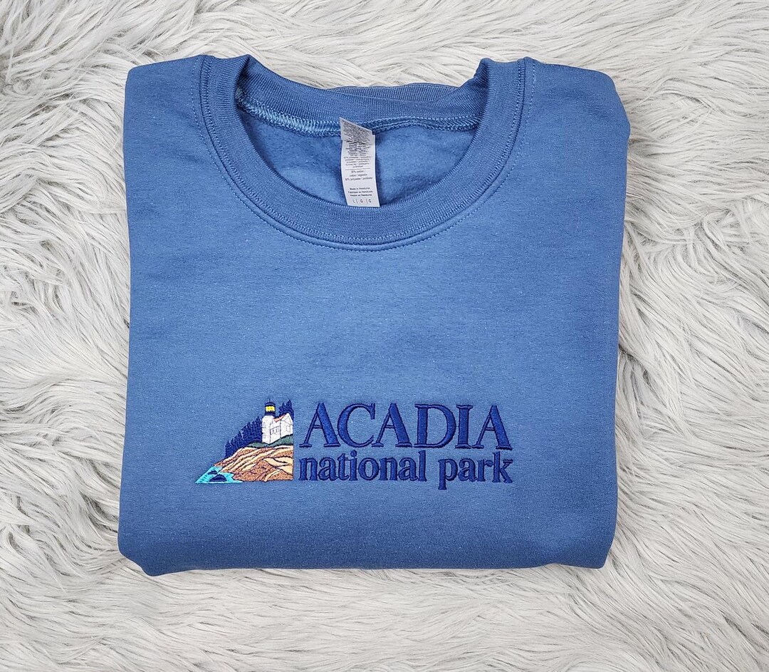 Acadia National Park Embroidered Crewneck: Maine Travel Souvenir - Etsy