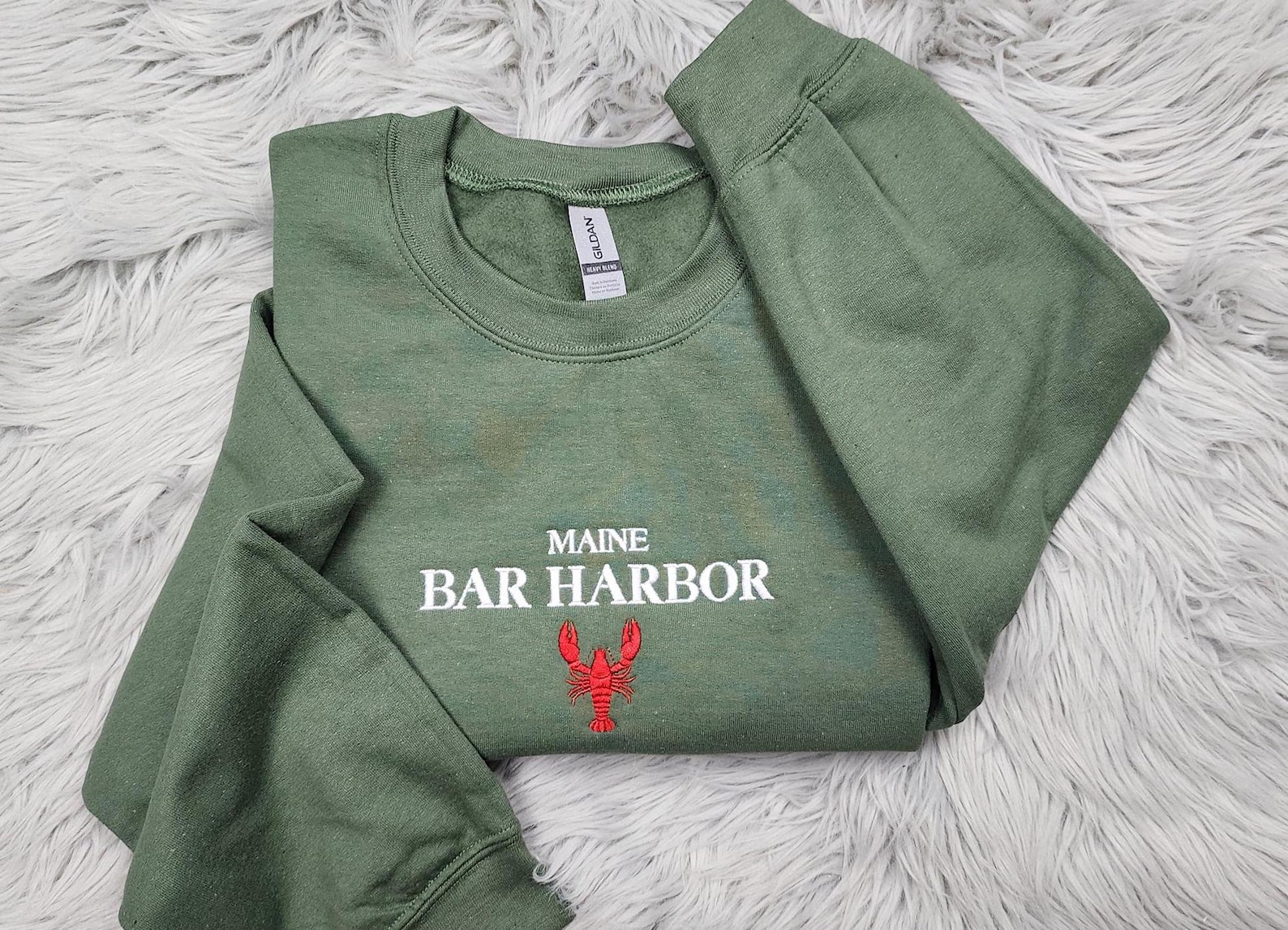 Embroidered Maine Bar Harbor Crewneck: Coastal Seaside Sweatshirt - Etsy