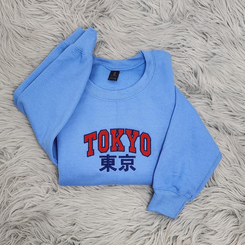 Tokyo Embroidered Crewneck - Etsy